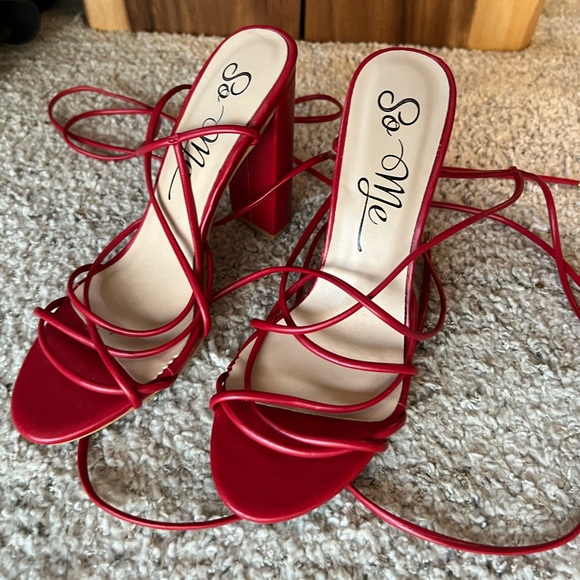 Lulus | Shoes | Lulus Red Lace Up Heels | Poshmark